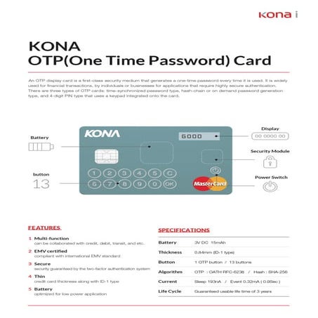 Kona OTP Card | PDF
