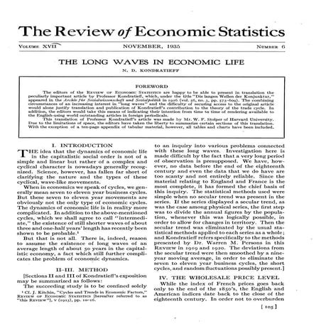 Kondratieff Cycles - The Long Waves In Economic Life (1935) | PDF