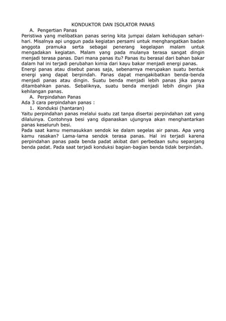 konduktor dan isolator panas by cokorda | PPTX