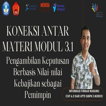 Koneksi Antar Materi Modul 3.1 Pengambilan Keputusan Berbasis Nilai-nilai Kebajikan sebagai ...