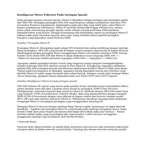 Konfigurasi metro ethernet pada jaringan speedy | DOCX