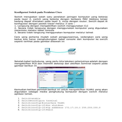 Konfigurasi switch pada peralatan cisco | DOCX