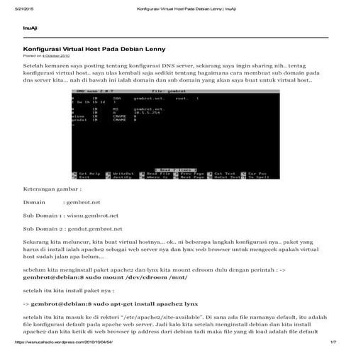 Konfigurasi virtual host pada debian lenny inu aji | PDF