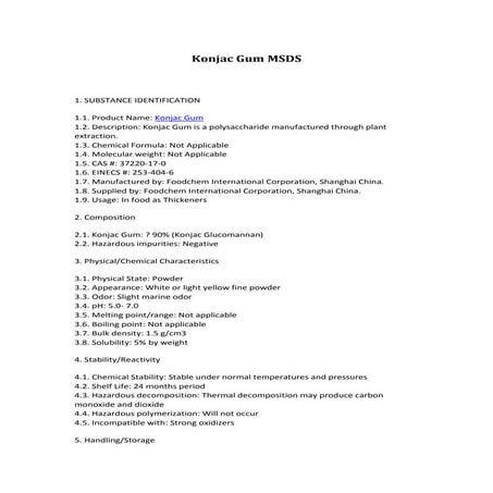 Konjac gum msds | PDF | Lung and Respiratory Health | Diseases and ...