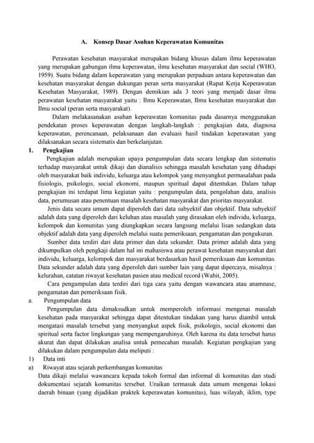 format pengkajian keperawatan komunitas | DOC