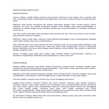 Konsep masbuq dan muafik | DOCX