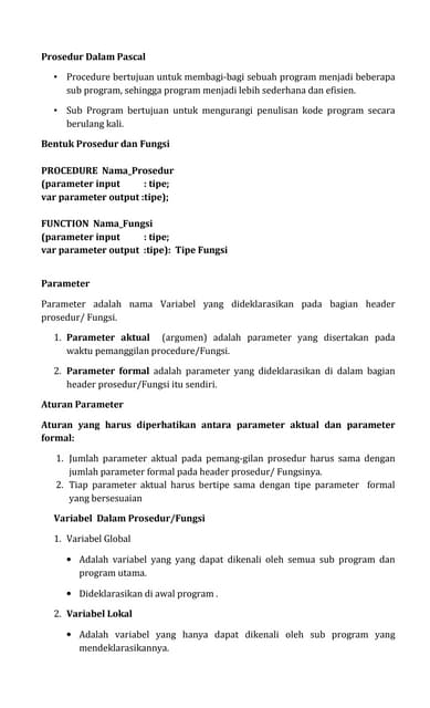 Procedure dalam Pascal | PPTX