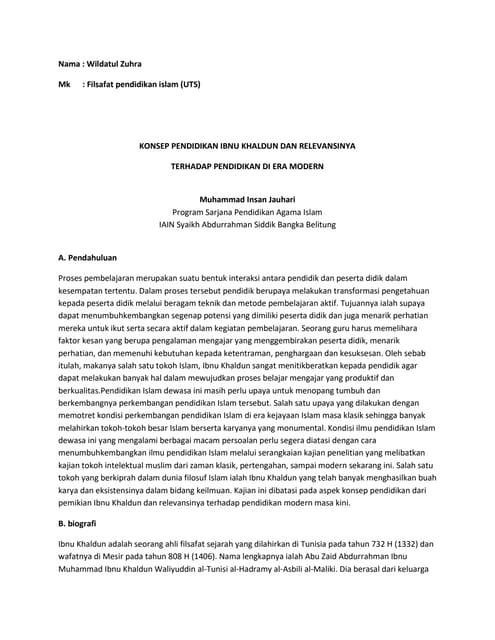 Tokoh falsafah islam – ibnu khaldun | DOCX