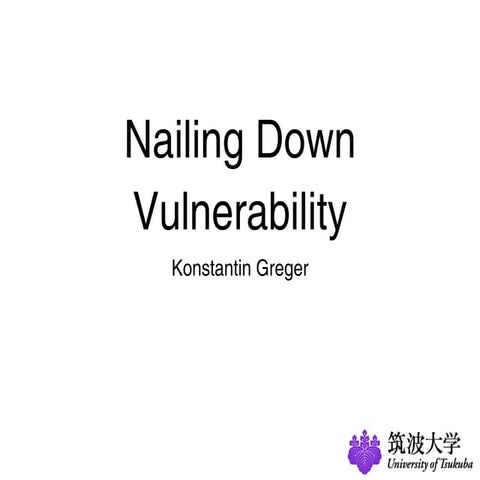 Konstantin Greger - Nailing Down Vulnerability | PPT
