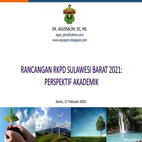 RANCANGAN RKPD SULAWESI BARAT 2021: PERSPEKTIF AKADEMIK | PPTX
