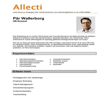 Konsultprofil allecti pär wallerborg | PDF