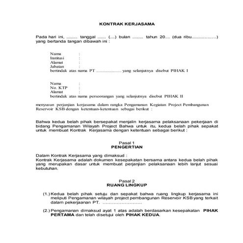 Kontrak kerjasama | DOCX