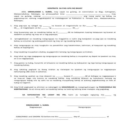 Kontrata sa pagupa ng bahay Maryjoy Nazaro | DOCX