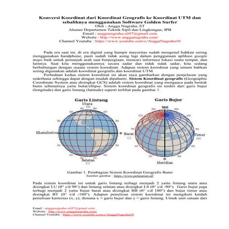 Konversi koordinat geografis ke utm dan sebaliknya menggunakan Software Golden Surfer | PDF