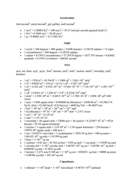 Civil Engineering Unit Conversions Pdf