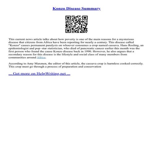 Konzo Disease Summary | PDF