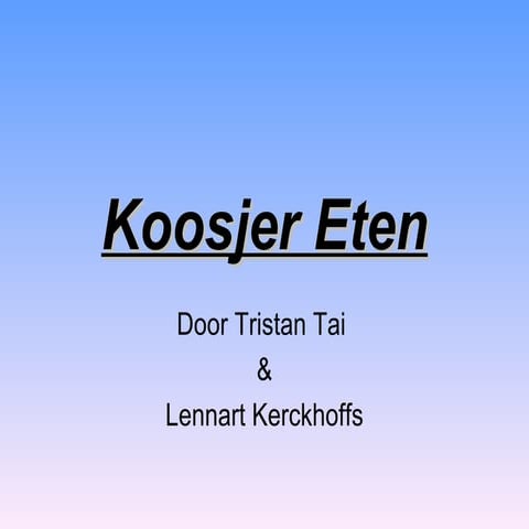Koosjer Presentatie | PPT