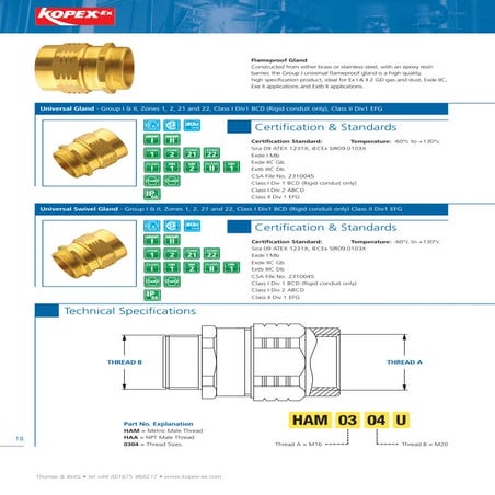 Kopex Ex Universal Flameproof Gland - Hazardous Area Conduit Glands | PDF