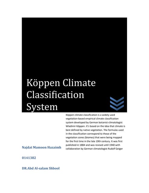 Koppen classification system | PPTX | Weather | Science