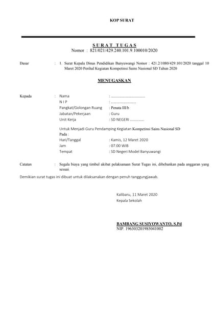Surat permohonan perubahan specimen bank | DOCX