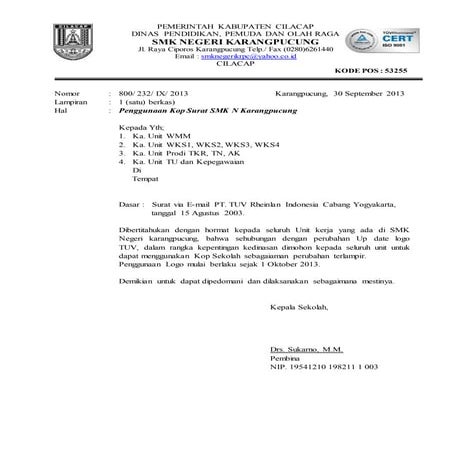 Kop surat iso_9001_1314 | PDF