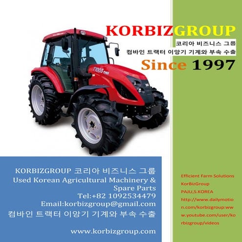 KORBIZGROUP Korean Used Tractor + Rotavator & Implements, Catalogue ...