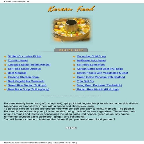 Korean food recipes | PDF