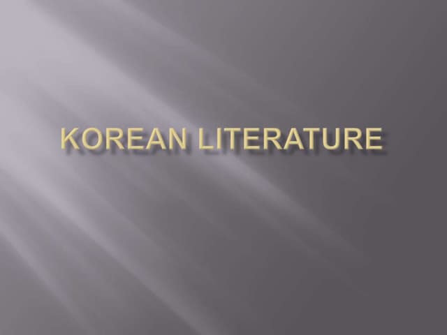 Masterpieces of korean literature | PPTX