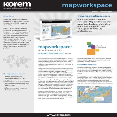 Korem Mapworkspace Overview | PDF