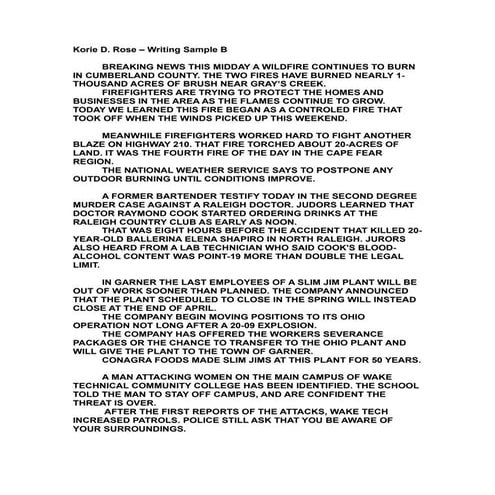 Korie Writing Sample B 1 | PDF