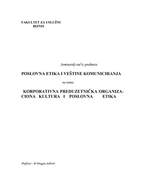 Poslovne komunikacije poslovna etika | DOC