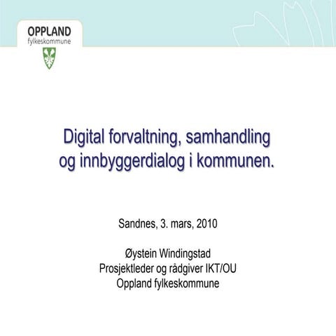 Presentasjon Av Fylkeskommunalt Sammarbeid F O T Og Delprosjekt R I M ...