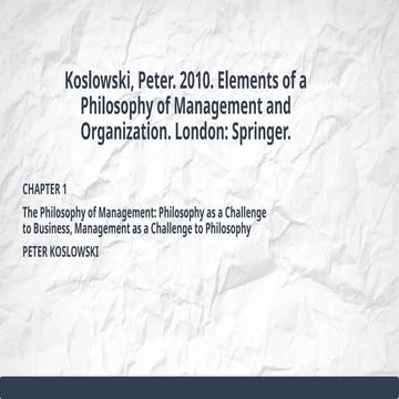 Philosophy of Management and Organization | PPTX