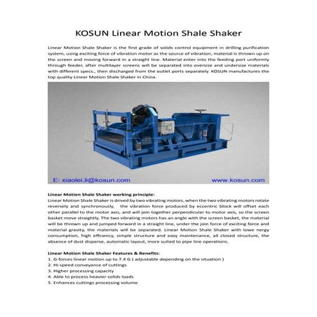 Kosun linear motion shale shaker | PDF