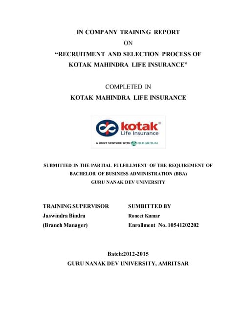 Kotak life insurance ppt | PPTX