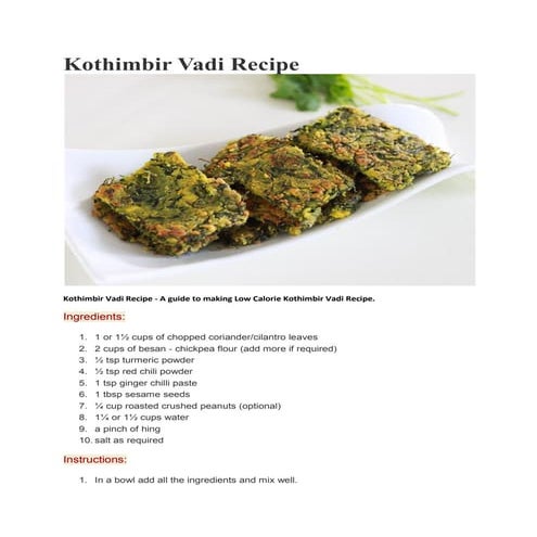 Kothimbir vadi recipe | PDF
