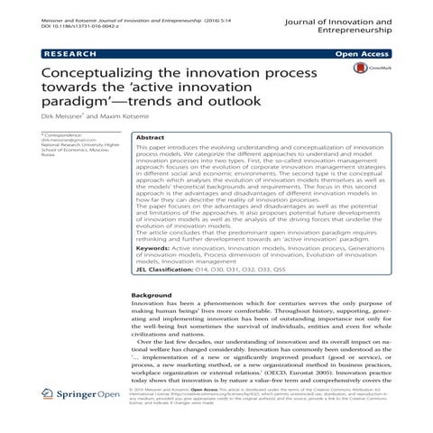 Conceptualizing the Innovation Process Towards the ‘Active Innovation ...