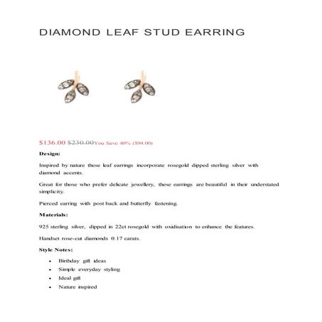 DIAMOND LEAF STUD EARRING | PDF