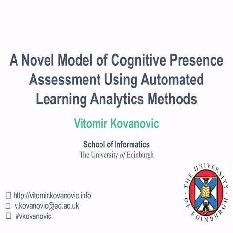 A Novel Model of Cognitive Presence Assessment Using Automated Learning Analytics Methods | PDF