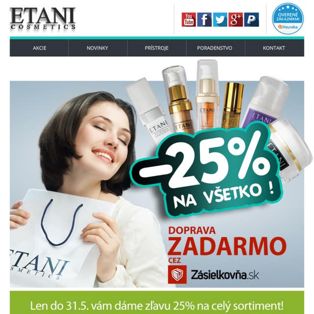 Kozmetika ETANI akcia 25perc. zlava na vsetko http://www.etani.sk/sk ...