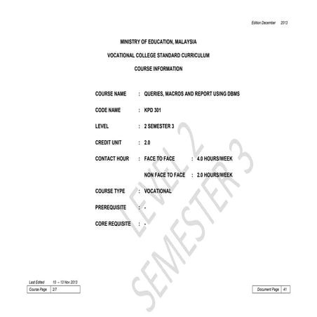 Kpd 301 queries, macros and report using dbms -done | PPT