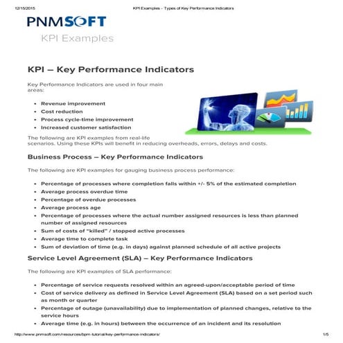 Kpi examples types of key performance indicators | PDF