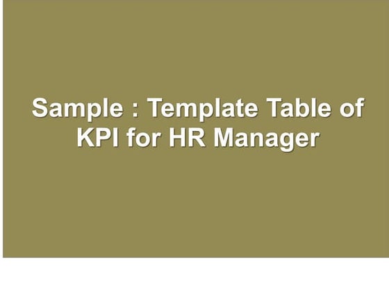 KPI for HR Manager - Sample of KPIs for HR | PPT