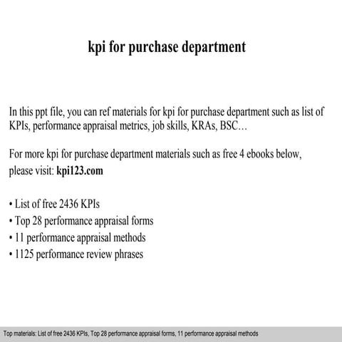 Kpi for purchase department | PPT