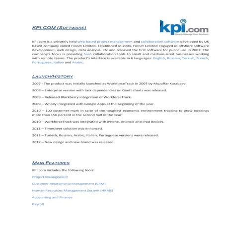 Kpi for wikipedia | DOCX