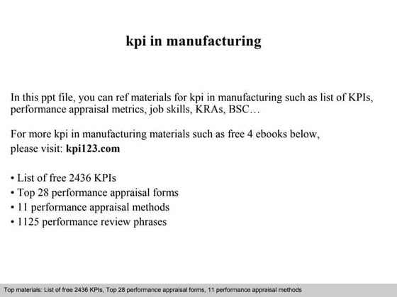 Manufacturing kpi examples | PPT | Resume Writing and Advice | Job Search