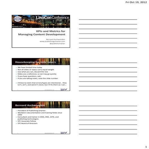 LavaCon 2012: KPIs and Metrics for Managing Content Development | PDF