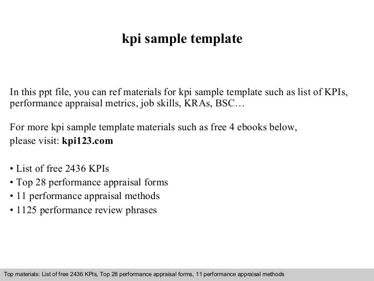 Kpi Sample Template Kpi Sample Template