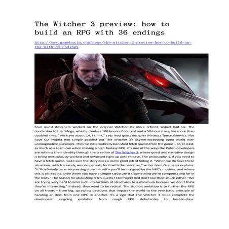 The witcher 3 preview how to build an rpg with 36 endings - www ...