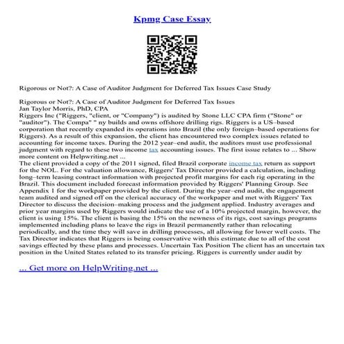 Kpmg Case Essay | PDF